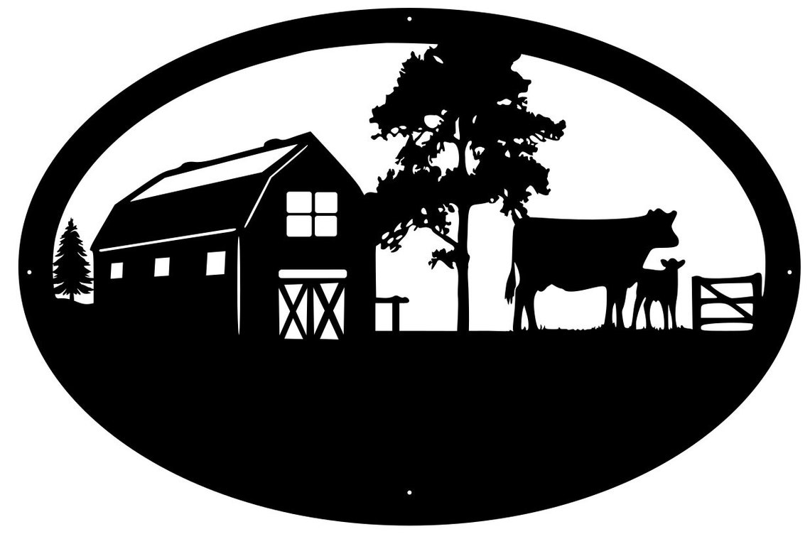 FARM Sign Cow and Calf Dxf/svg Brightnite Metalworx Digital - Etsy