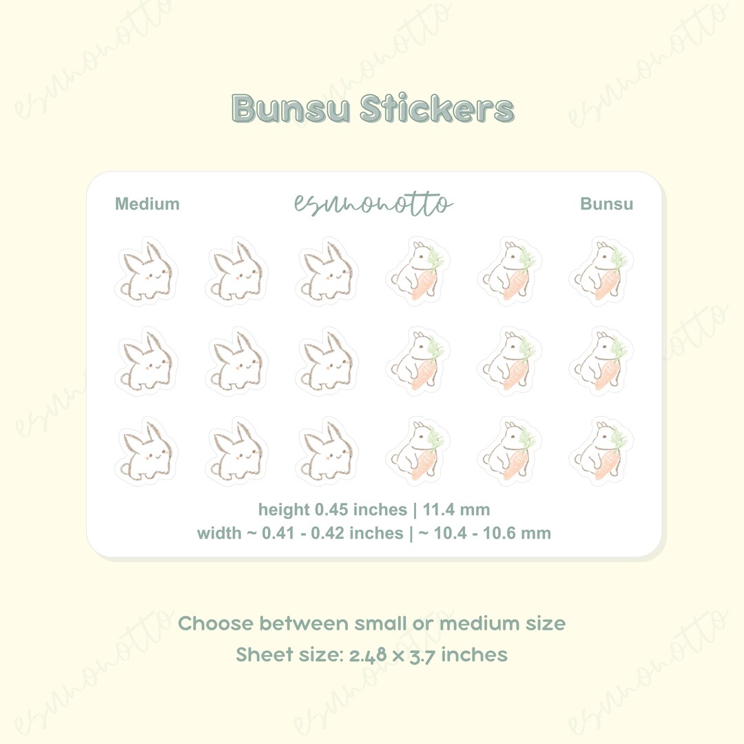Bunny Stickers Rabbit Stickers Bunny Sticker Sheet - Etsy