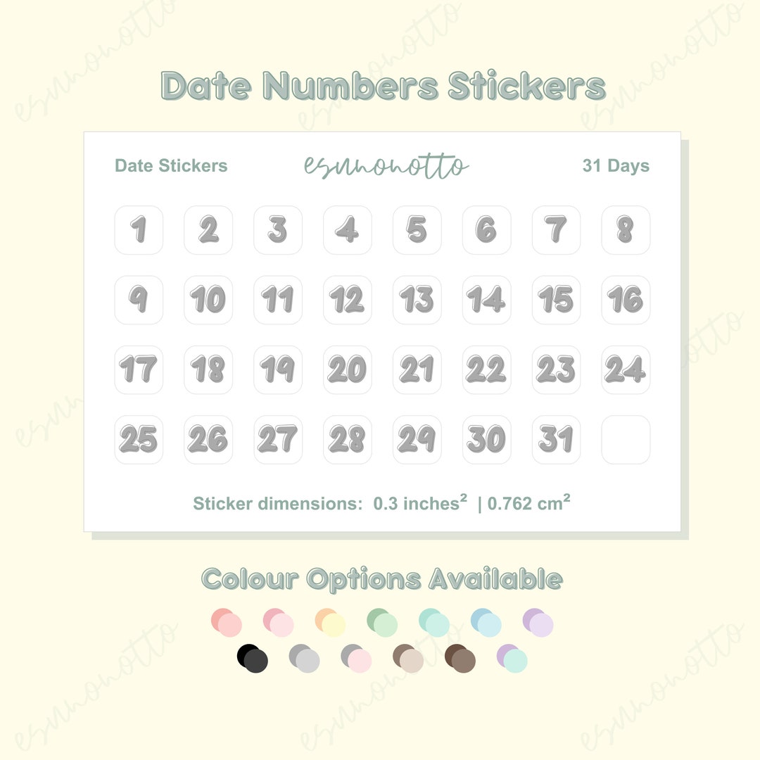 Mini Date Stickers, Bullet Journal Stickers, Planner Stickers ...