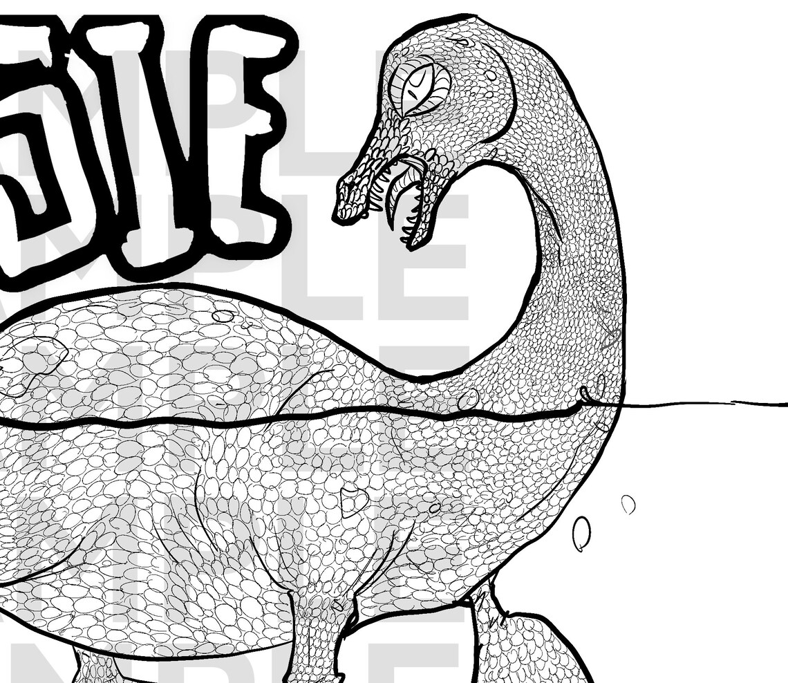 Loch Ness Monster Nessie Cryptid Adult Coloring Page Stress - Etsy Hong ...
