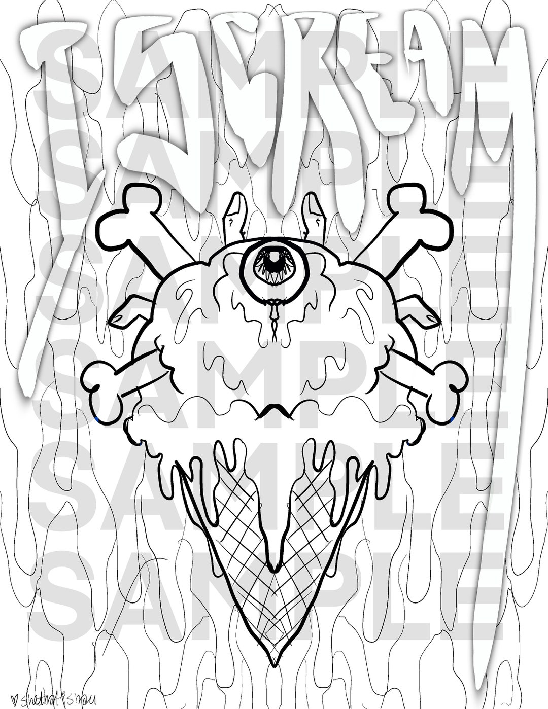 Ice Scream, Spooky, Halloween Activity, Creepy Coloring Page, Festive ...