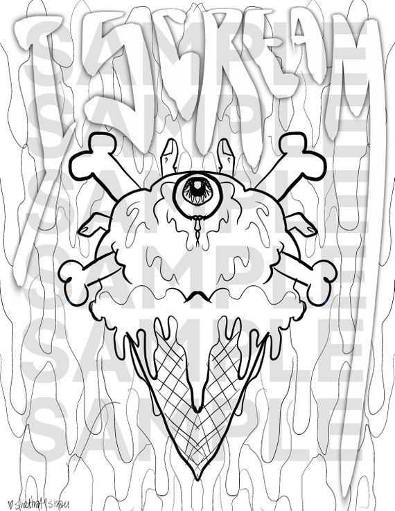 Ice Scream Spooky Halloween Activity Creepy Coloring Page - Etsy
