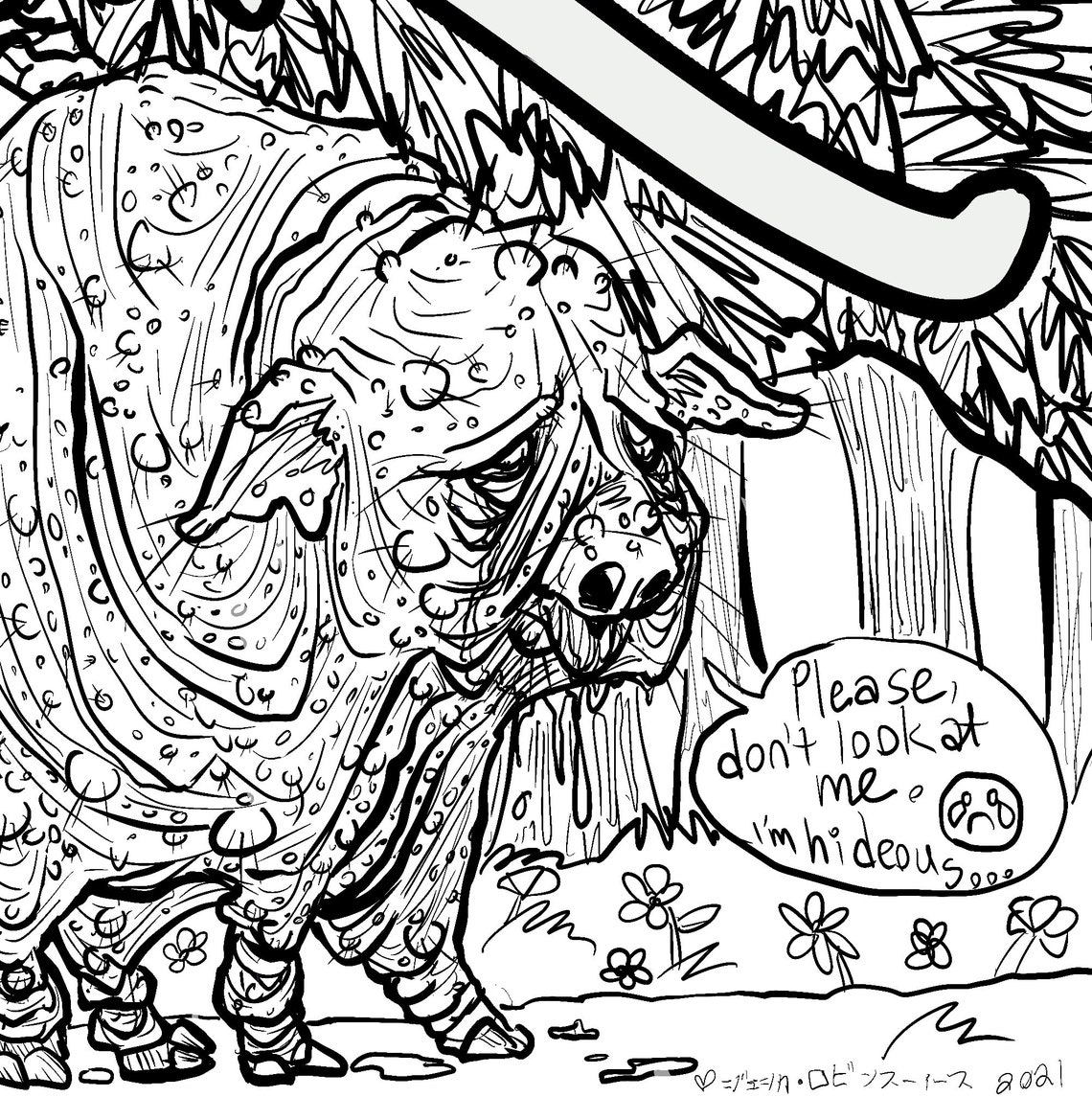 The Squonk, Cryptid Adult Coloring Page, Cryptids, West Virginia, Local ...