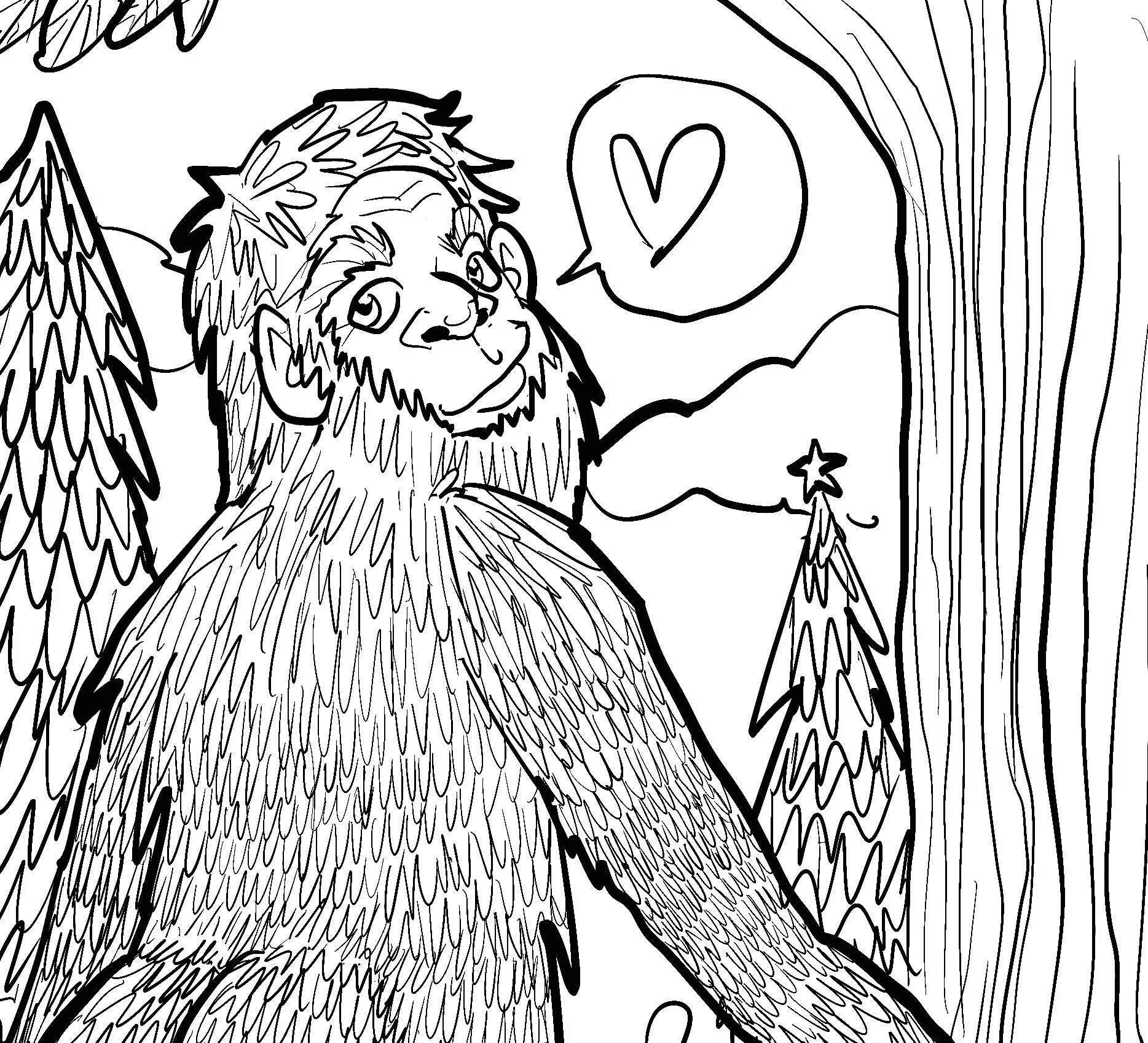 Sasquatch Coloring Page, Big Foot, Cryptid, Cryptids, Pnw, Washington ...