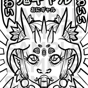 Oni Gyaru Coloring Page, Kawaii Girl, Kowaii, Cute, Spooky, Creepy ...