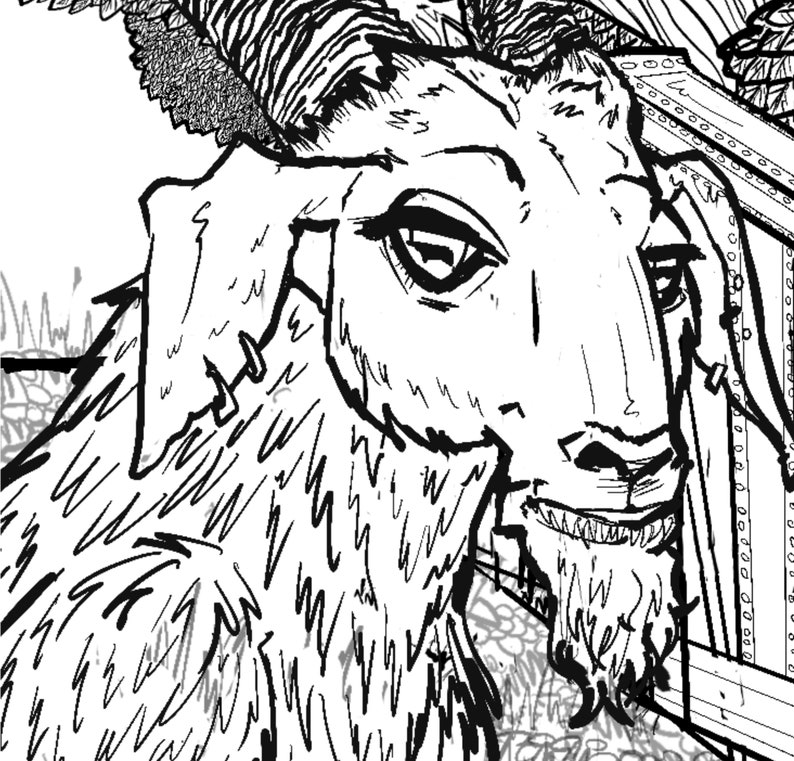 Goatman, Cryptid, Creepy Cryptids, the Goat Man, Adult Coloring Page ...