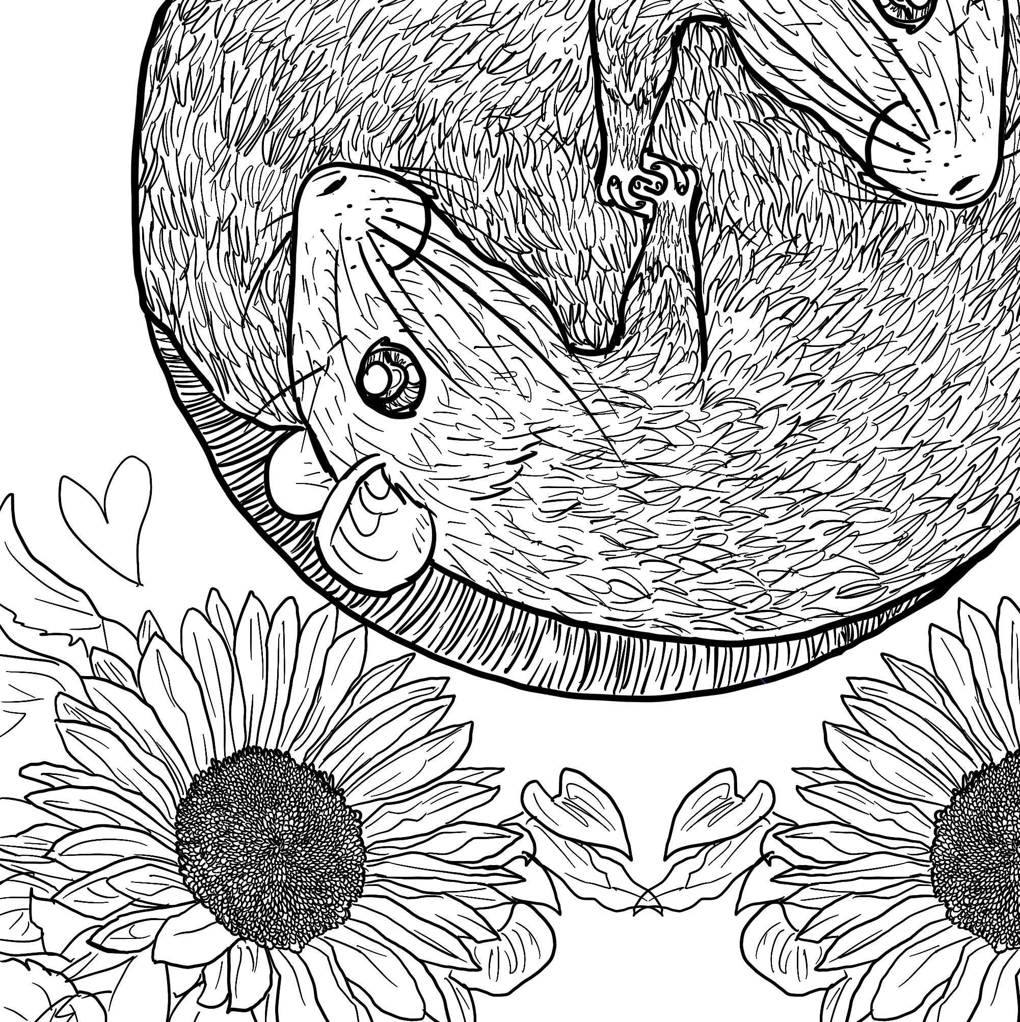 Rat Yin Yang Coloring Page, Cute, Fun, Animal Coloring Page, Pet Rats ...