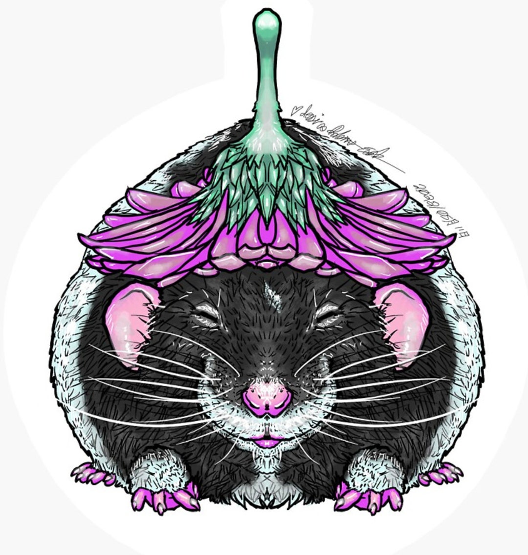 Fancy Rat With a Fancy Flower Hat Sticker, Cute, Pet Rat, Fancy Rats ...