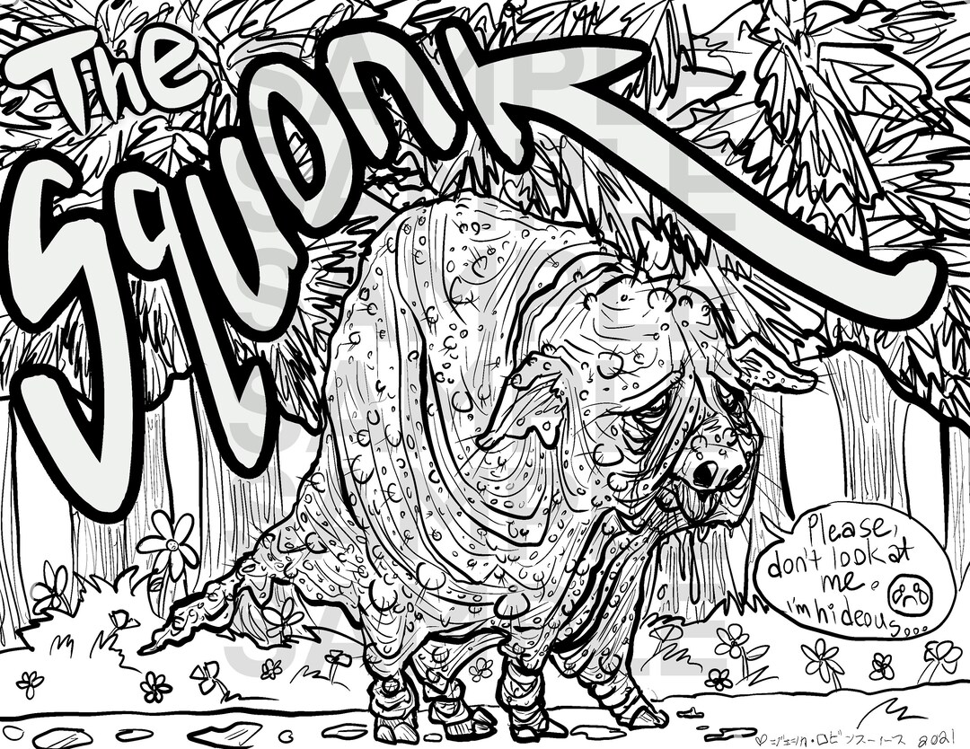 The Squonk, Cryptid Adult Coloring Page, Cryptids, West Virginia, Local ...