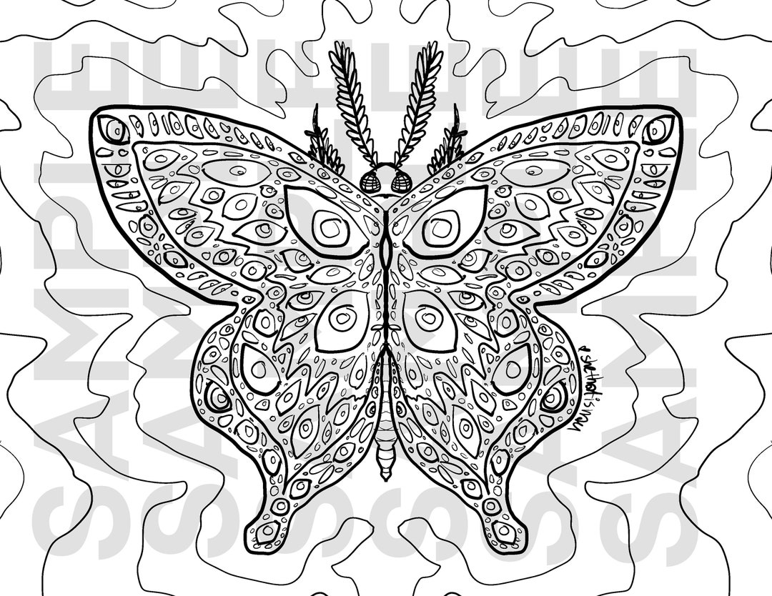 Spooky Moth, Halloween Activity, Creepy, Adult Coloring Page, Relaxing ...