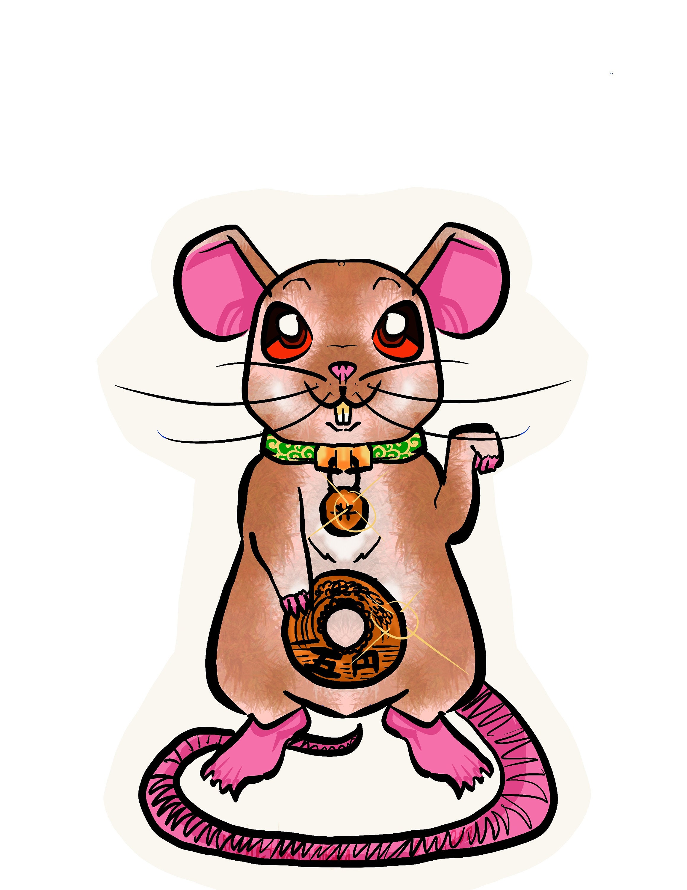 Lucky Rat Coloring Page, 招きねずみ, Maneki Nezumi, Good Luck, Cute Animals ...