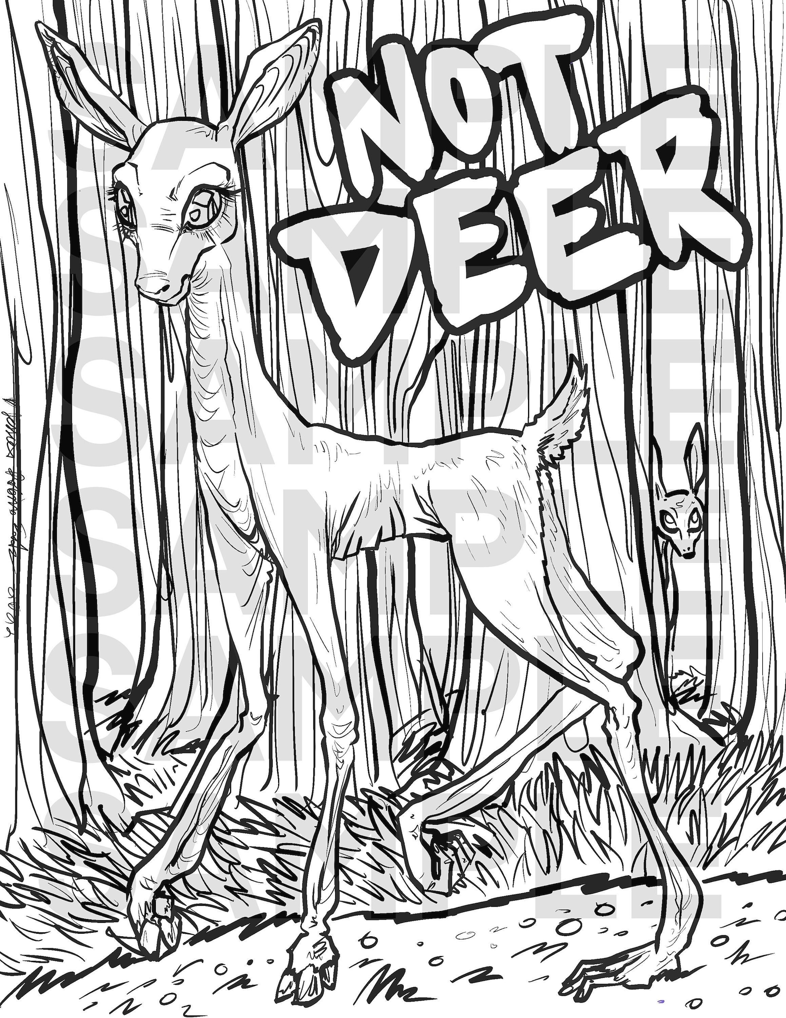 Not Deer, Cryptid, Creepy Cryptids, the Not-deer, Adult Coloring Page ...