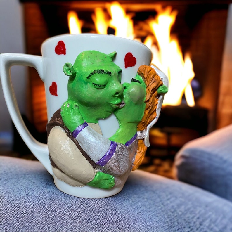 Handmade Shrek and Fiona Collectible Mug,polymer Clay Mug,custom Mug ...