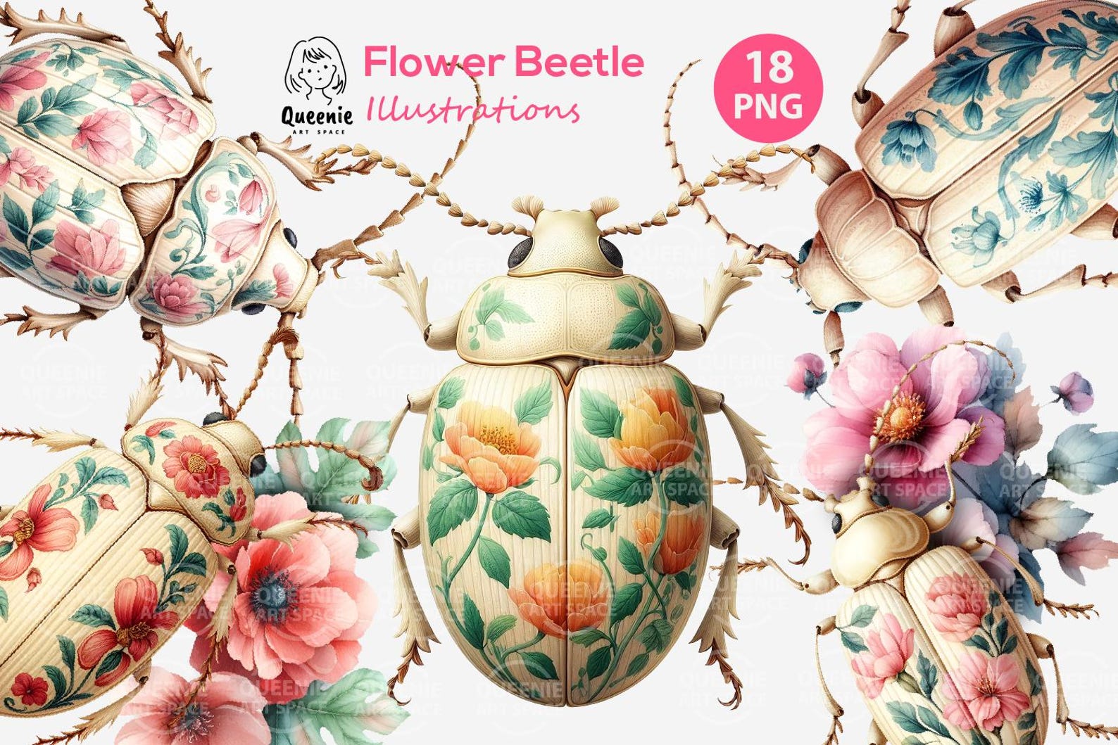 Flower Beetle PNG Insect Cliparts for Journal Mystical Insect Png ...