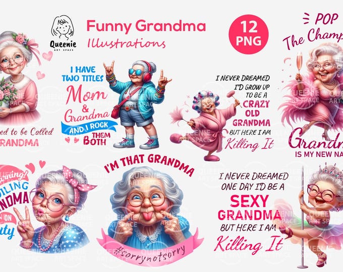 Crazy Old Grandma PNG, Sublimation Design, Funny Grandma, Cute ...