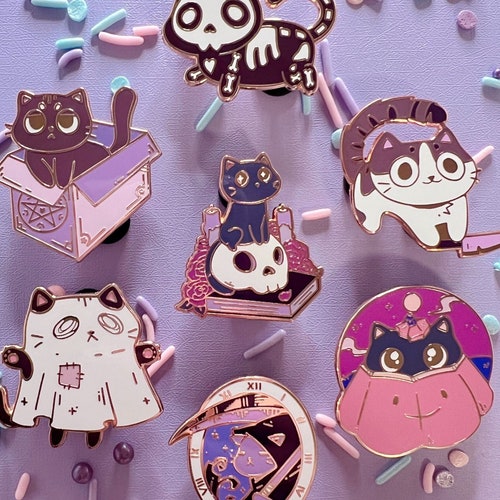 Magical Cats an Enamel Pin Set 1.5 Rose Gold Hard - Etsy
