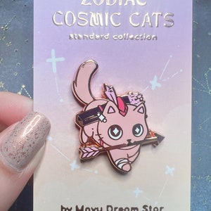Sagittarius Zodiac Cat Pin Rose Gold Hard Enamel Pin 1.5 - Etsy