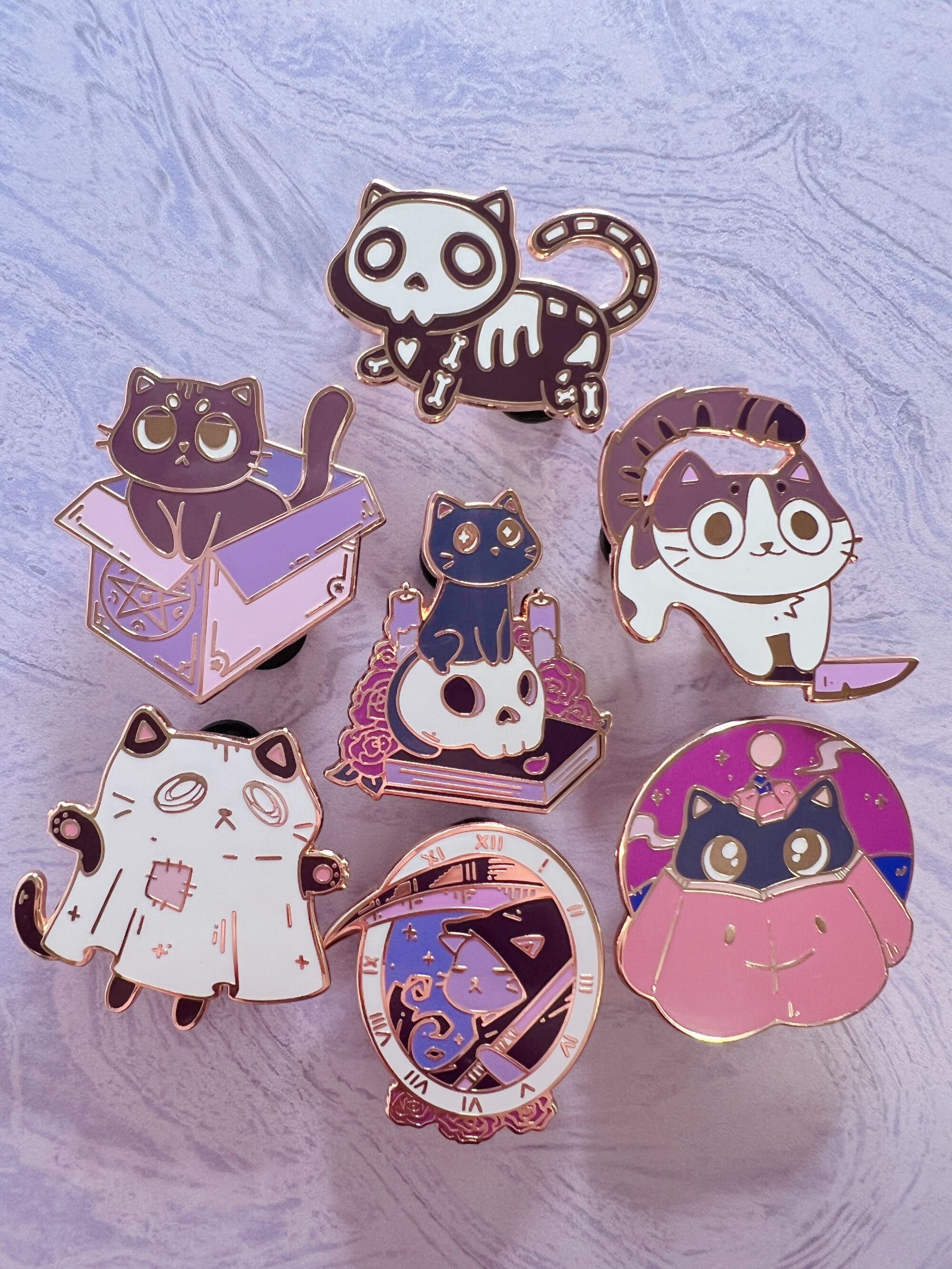Spooky Cats - an Enamel Pin Set | 1.5" Rose Gold Hard Enamel Pin - Etsy