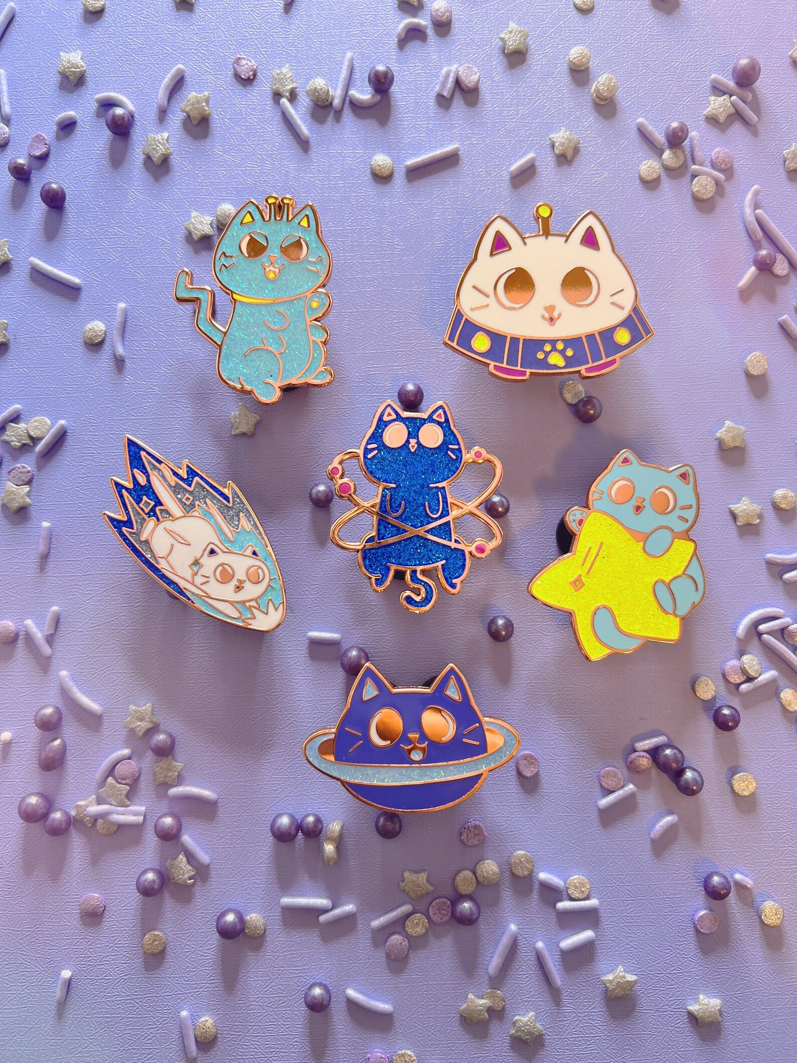 Alien Space Cats an Enamel Pin Set 1.5 Copper Hard - Etsy