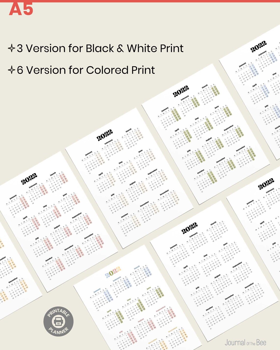 2022-2023 Year at a Glance Printable Calendar Printable Planner 2022 ...