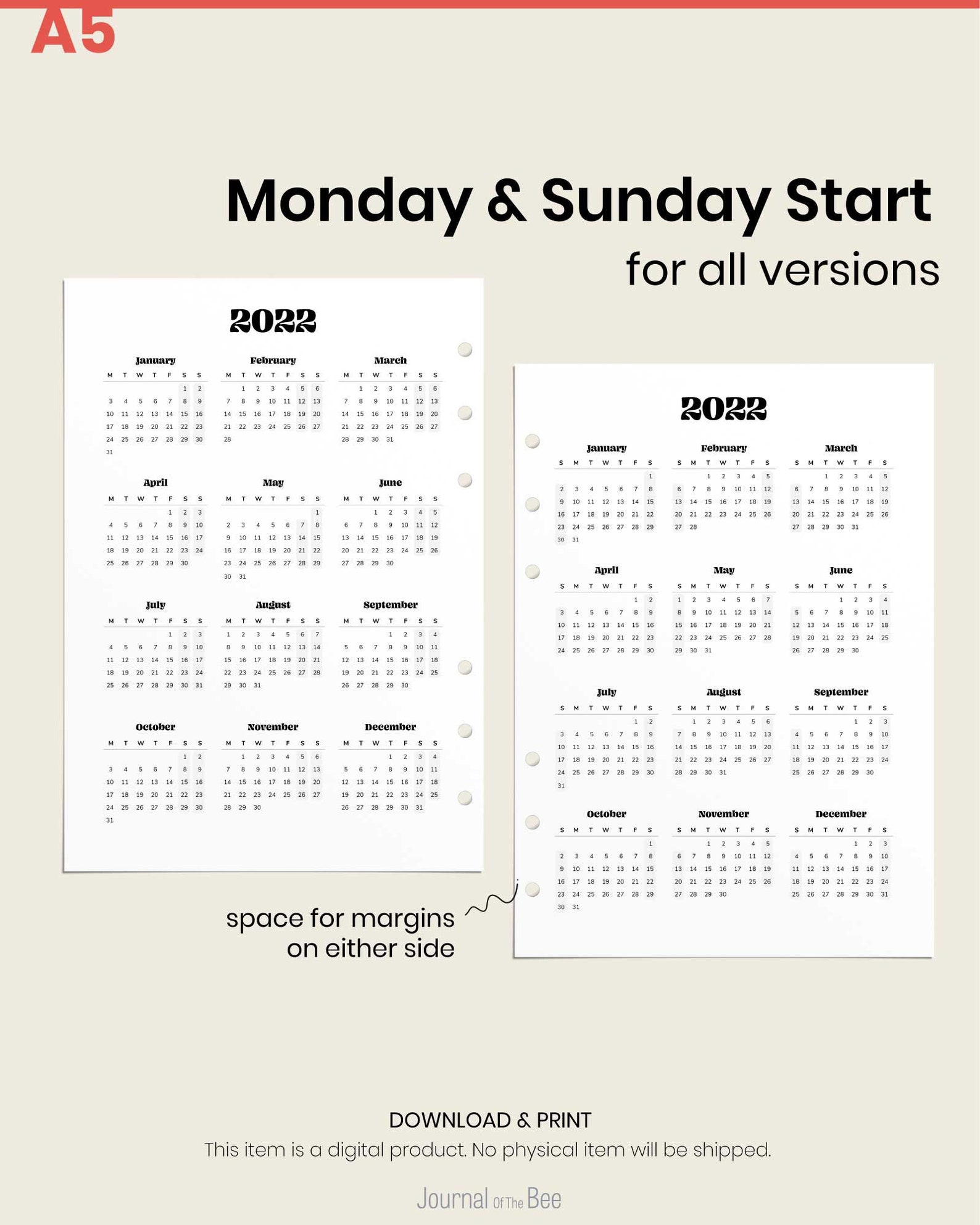 2022-2023 Year at a Glance Printable Calendar Printable Planner 2022 ...