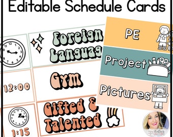 Rainbow Classroom Daily Visual Schedule Cards Editable - Etsy