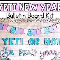 January Bulletin Board | Yeti New Years Bulletin Board Kit - Etsy