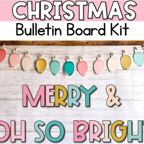 Merry and Bright Bulletin Board Kit christmas holiday - Etsy