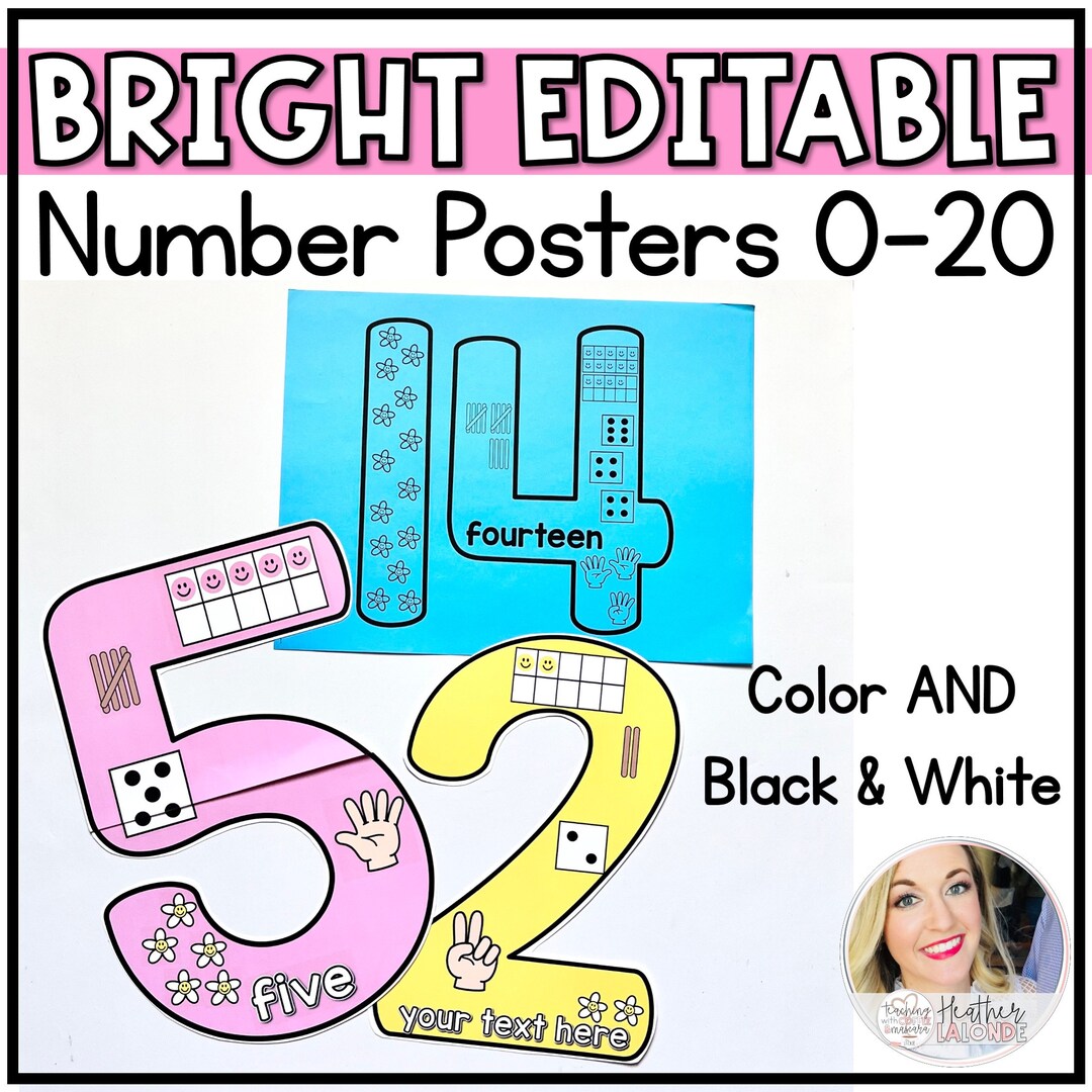 Numbers to 20 Anchor Charts Bright Rainbow Classroom Decor | Number ...