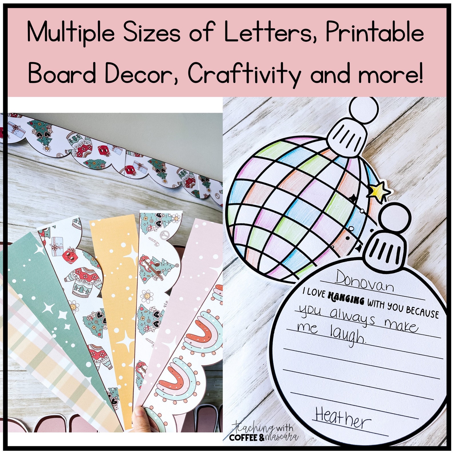 Retro Christmas Bulletin Board or Door Kit | Boho Groovy Classroom ...