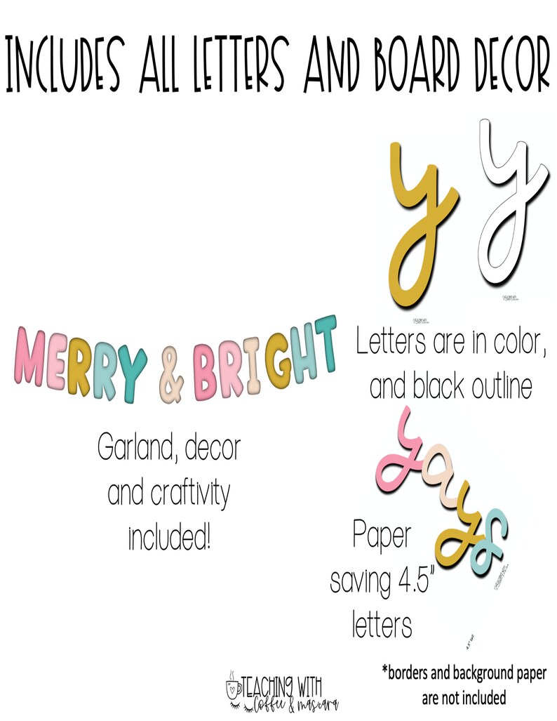 Christmas Bulletin Board or Door Kit Merry & Oh so Bright | Etsy