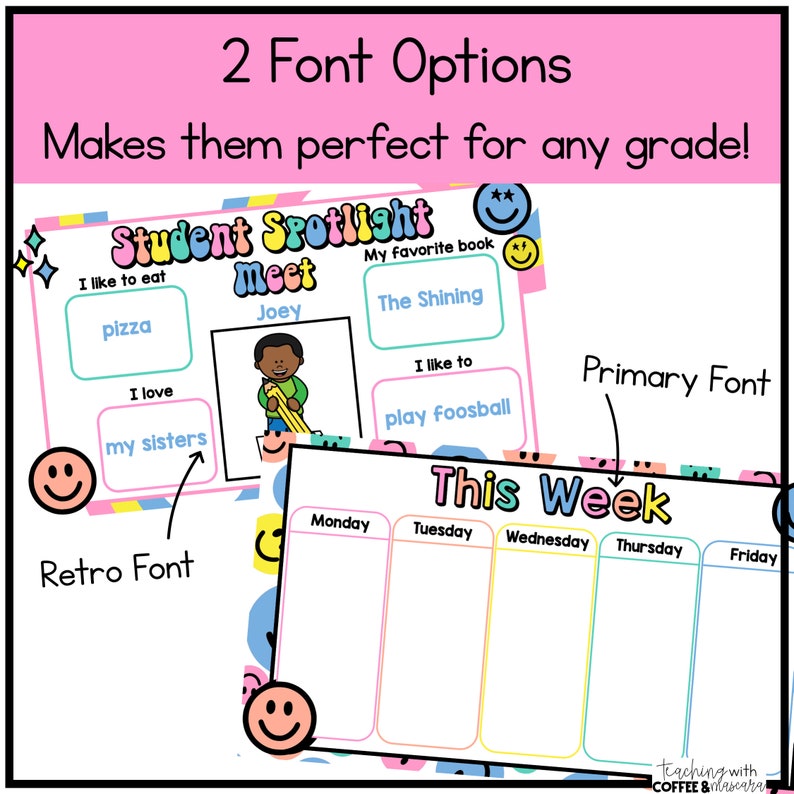 Retro Daily Slides Templates | Retro Theme | Happy Face Classroom Decor ...