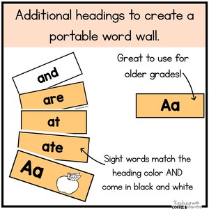 Boho Word Wall | Boho Rainbow Portable Word Wall | Alphabet Cards With ...