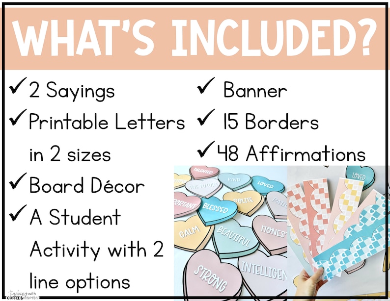 February Bulletin Board Ideas | Boho Conversation Heart Self Love ...