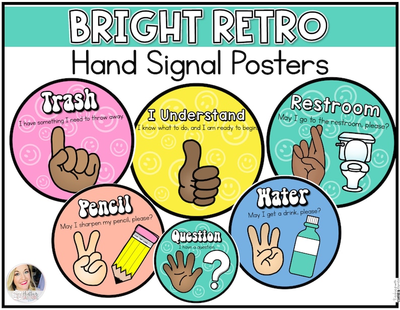 Hand Signal Posters Retro Classroom Decor Classroom - Etsy