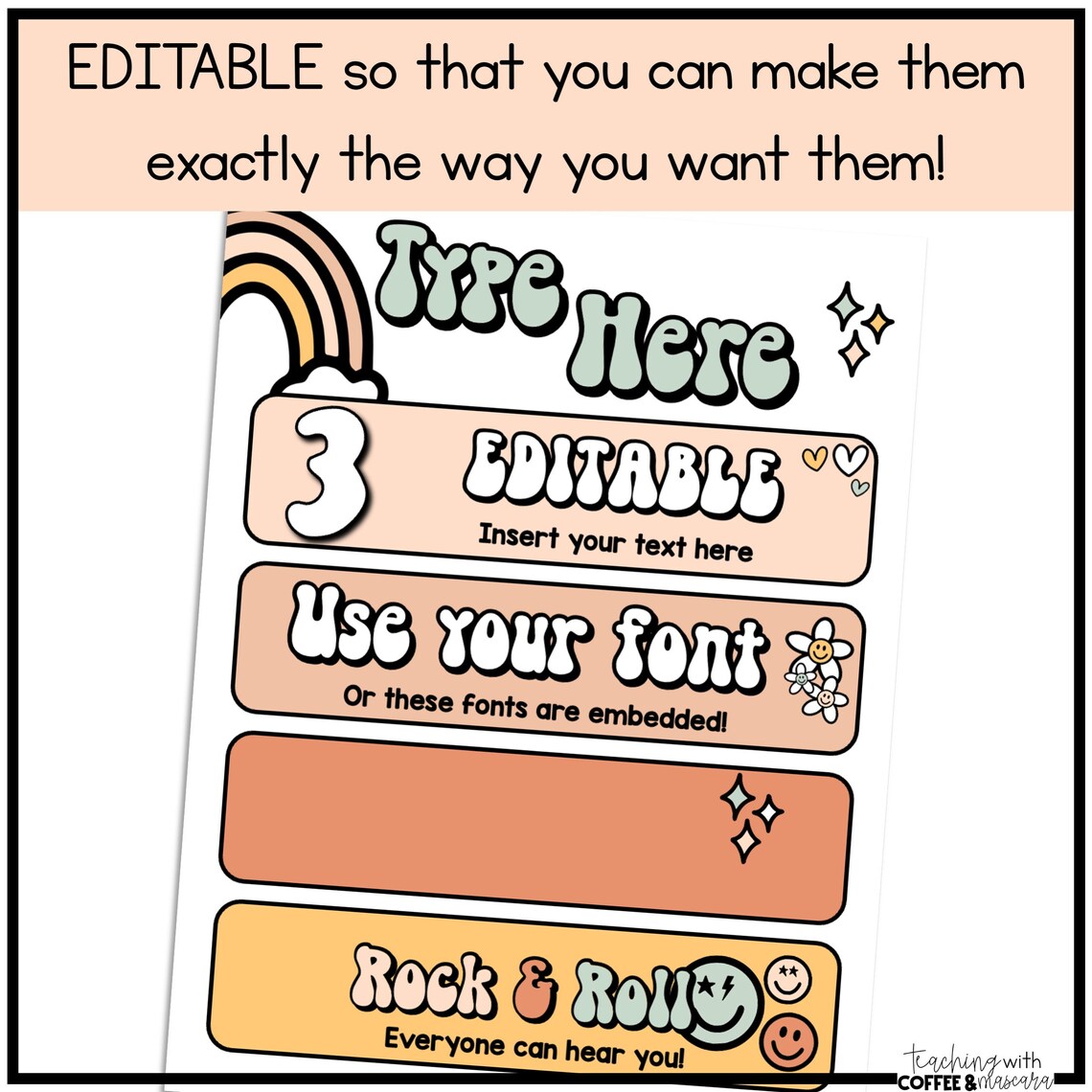 Editable Voice Level Posters Boho Retro Voice Level Chart - Etsy