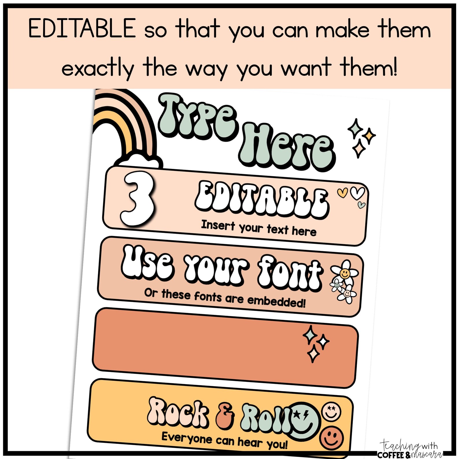 Editable Voice Level Posters Boho Retro Voice Level Chart - Etsy