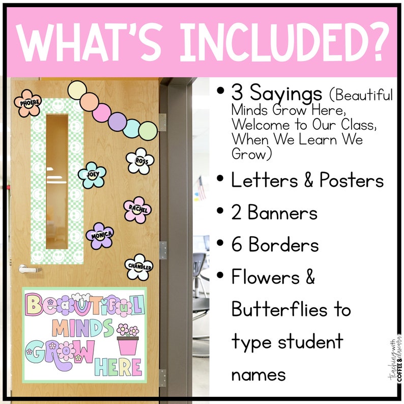 Pastel Spring Classroom Door Decor Kit | Printable (digital Download ...
