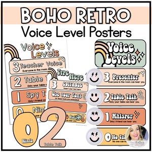 Editable Voice Level Posters | Boho Retro Voice Level Chart | Voice ...