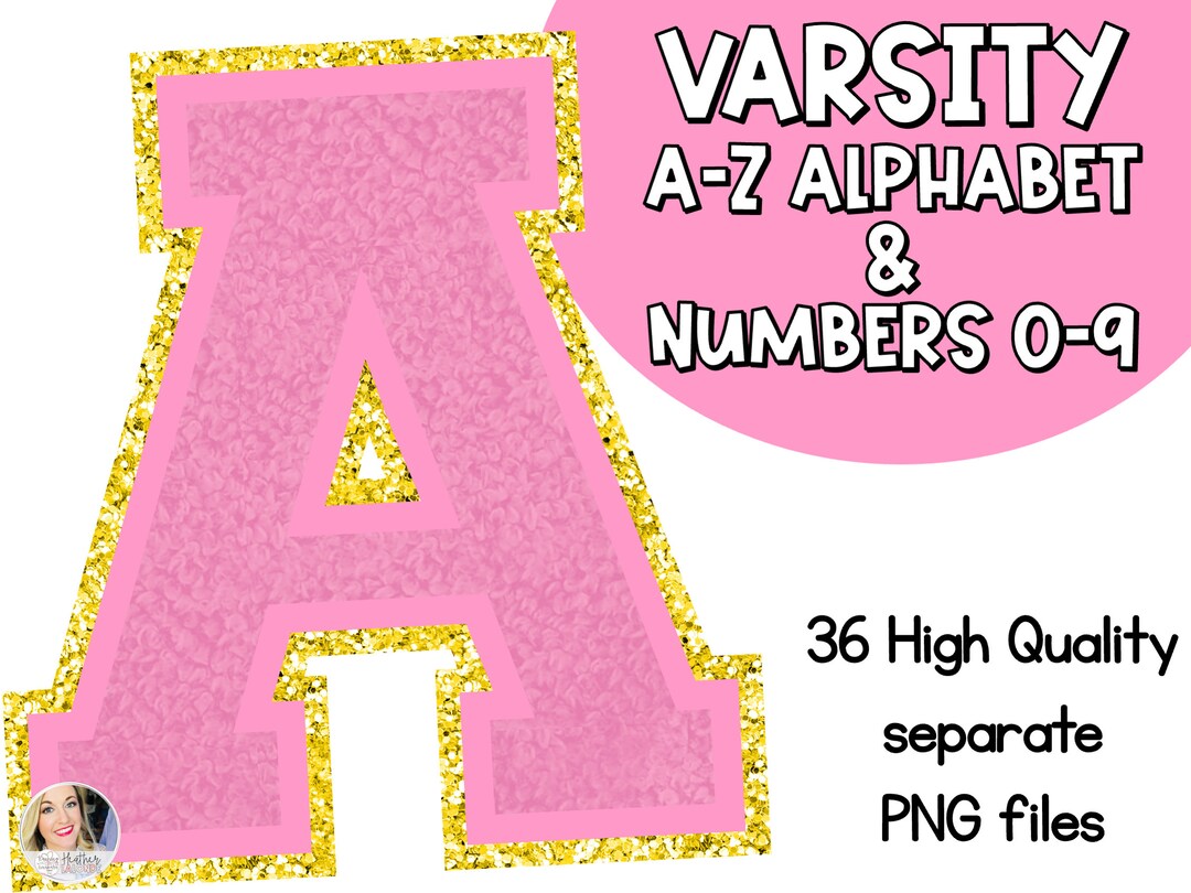 Pink Varsity Patch Letters Pngs | Chenille Letter PNGS | Pink Bulletin ...