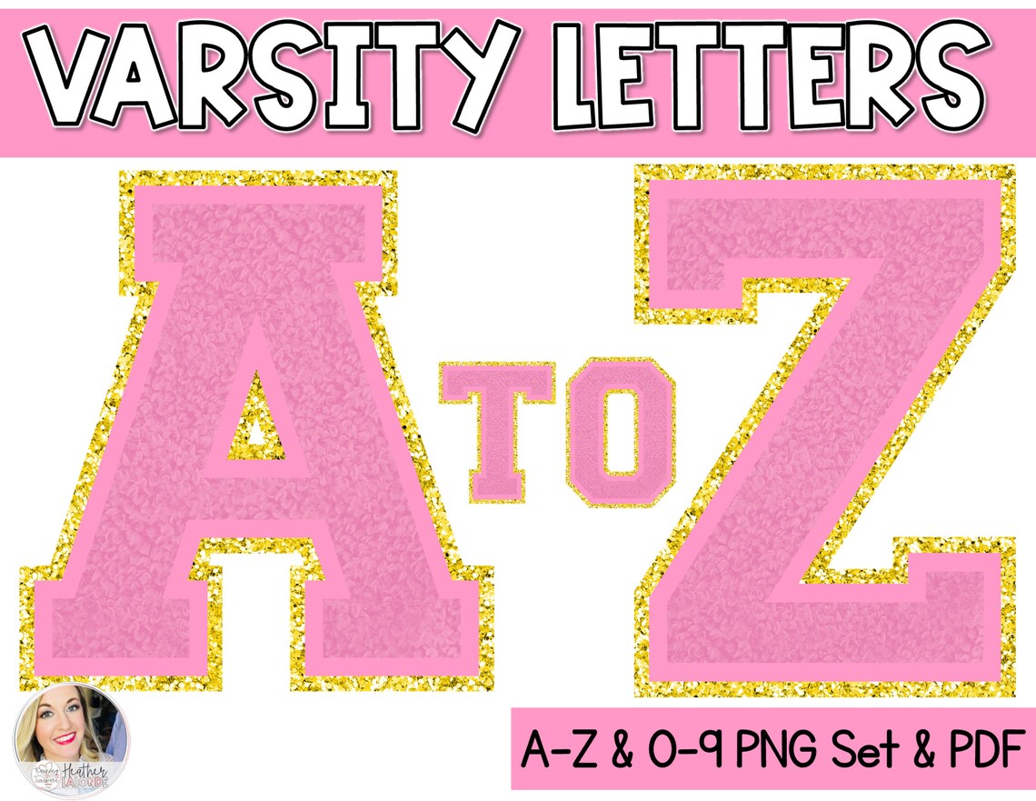 Pink Varsity Patch Letters Pngs Chenille Letter PNGS Pink - Etsy
