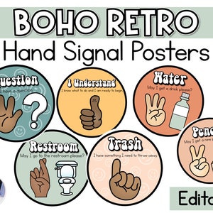 Hand Signal Posters Boho Classroom Decor Classroom - Etsy