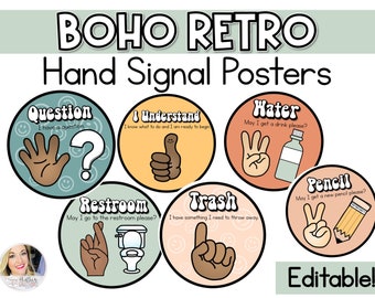 EDITABLE Hand Signals Display Bulletin Board Posters - Etsy