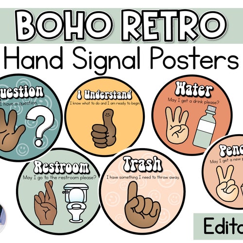 Hand Signal Posters Boho Classroom Decor Classroom - Etsy