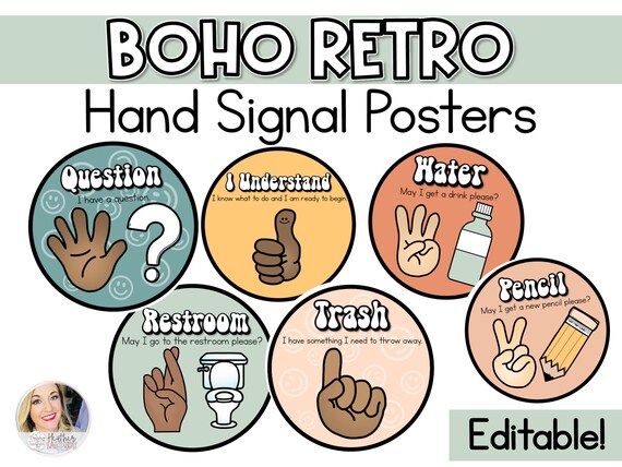 Hand Signal Posters Boho Classroom Decor Classroom - Etsy