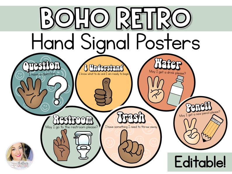 Hand Signal Posters Boho Classroom Decor Classroom - Etsy