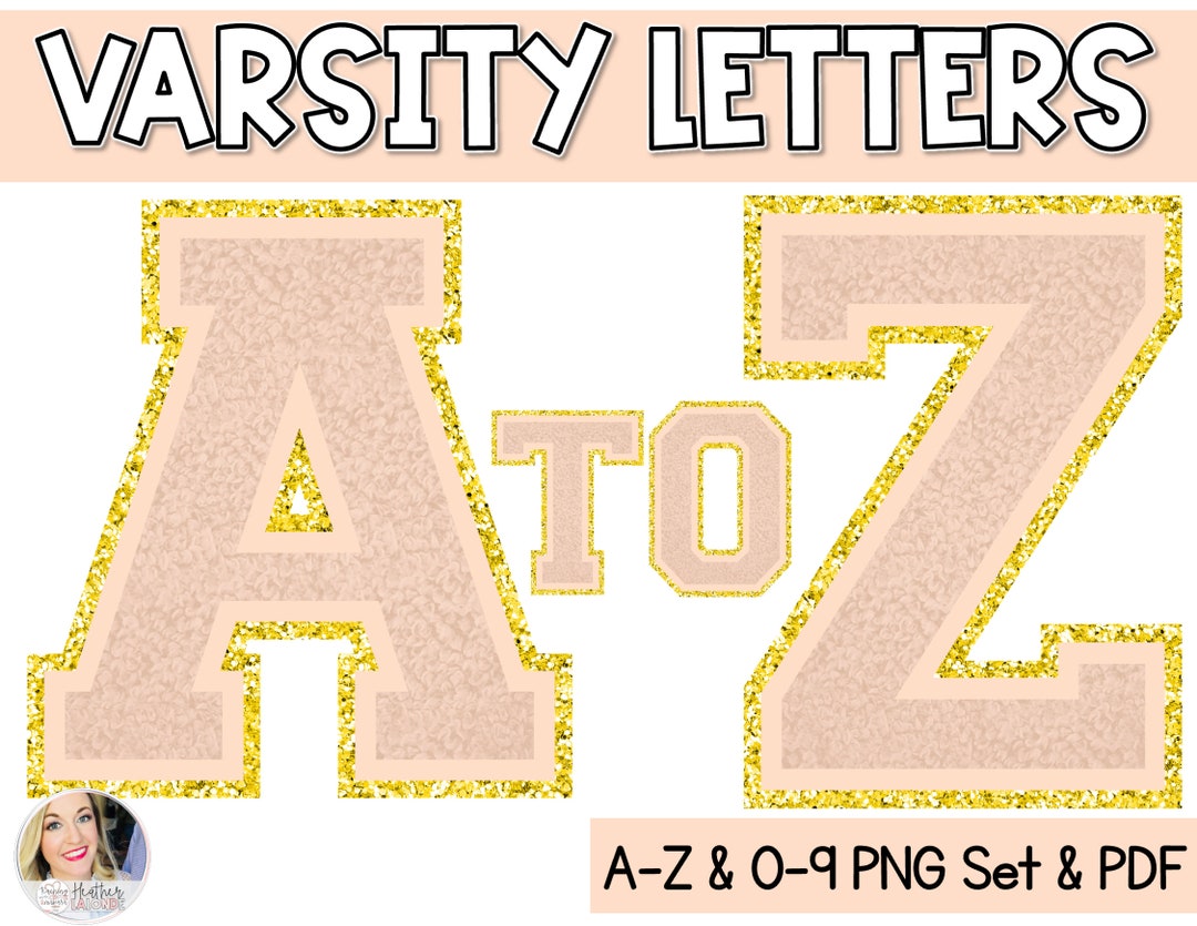 Varsity Letters | Peach | Varsity Letter PNG Alphabet | Bulletin Board ...