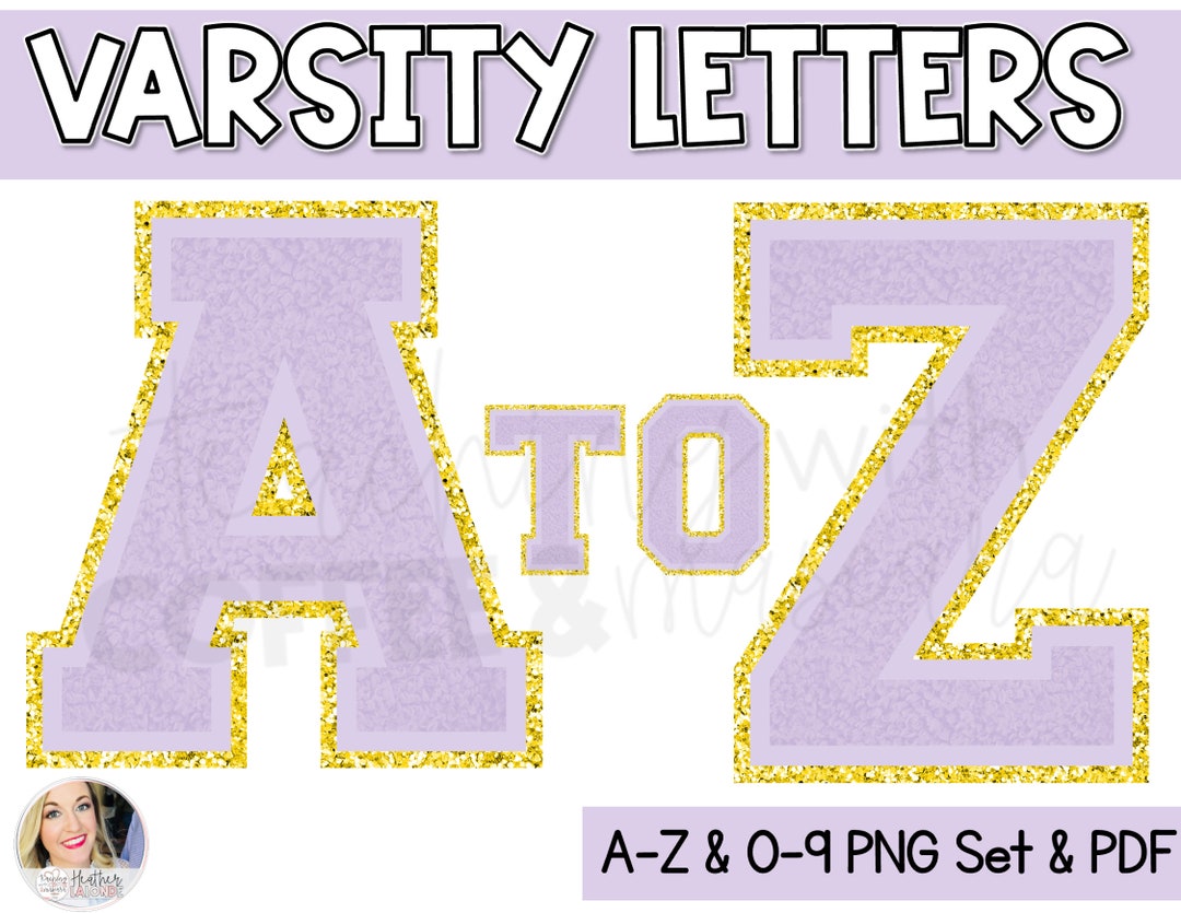 Varsity Letters | Light Purple | Varsity Letter PNG Alphabet | Bulletin ...