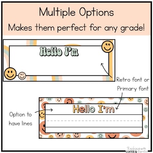 Desk Name Tags Boho Retro | Editable Name Plates | Boho Classroom Decor ...