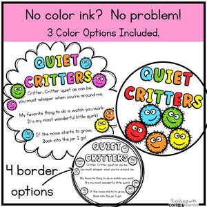 Quiet Critters Jar Labels & Rules – Classroom Management (digital ...